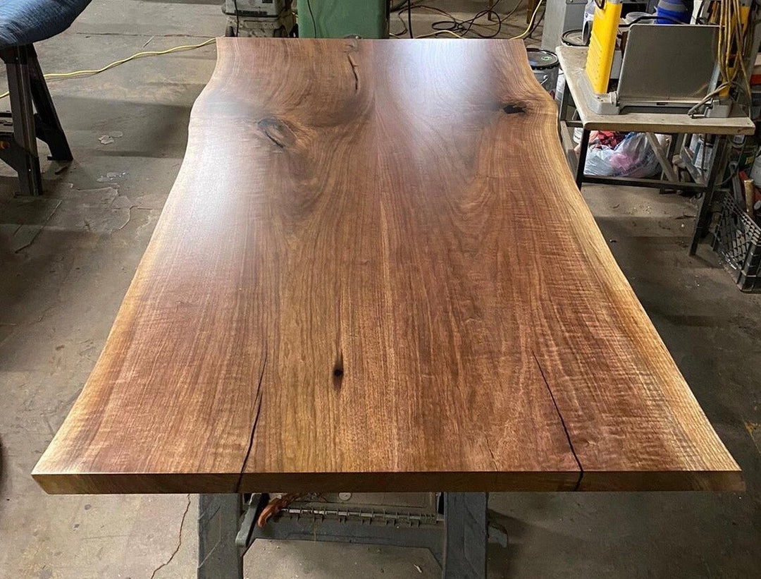 Black Walnut Live Edge Book Matched Dining Table - Chicago Makers Studio