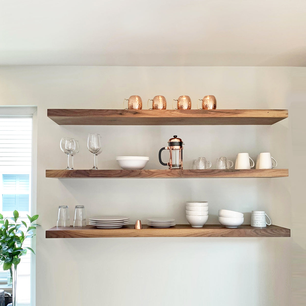 Walnut Floating Shelf Heavy Duty Single Slab - Chicago Makers Studio