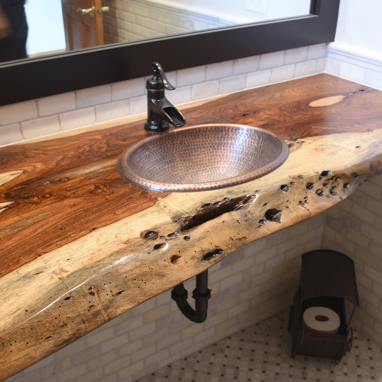 Live Edge Rosewood Bathroom Vanity - Chicago Makers Studio