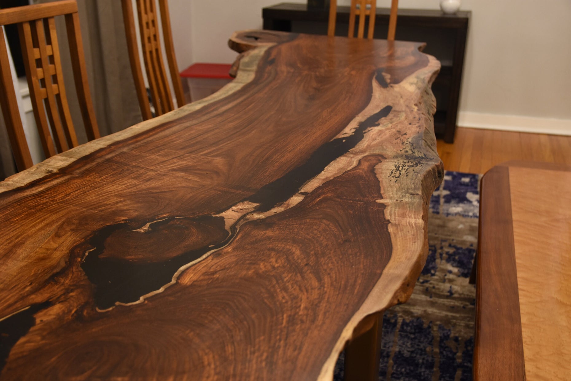 Live Edge Dining Table Solid Rosewood Dalbergia Sissoo - 84" / 40" - Chicago Makers Studio