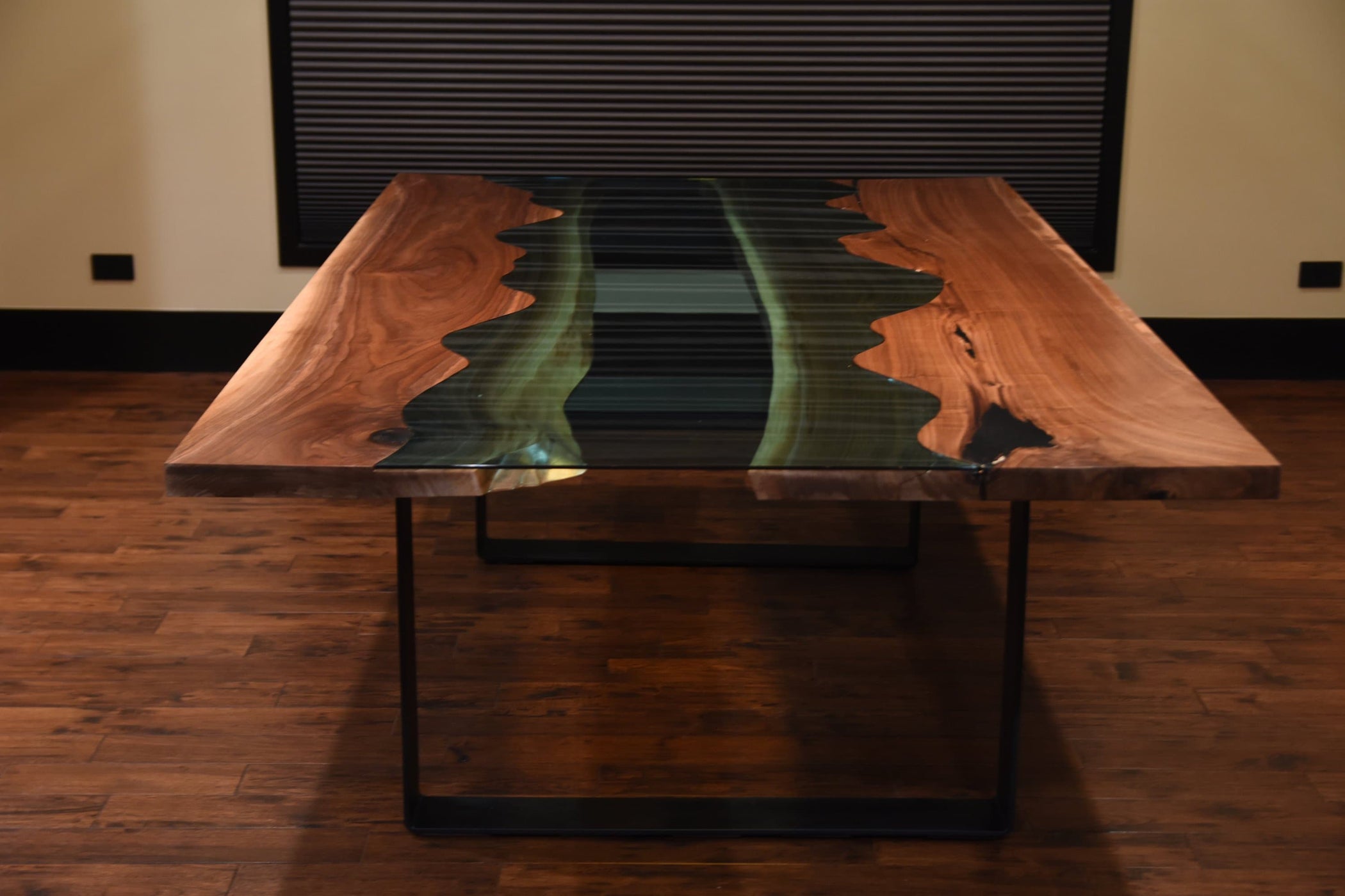 Handmade Black Walnut Live Edge River Dining Table - Chicago Makers Studio