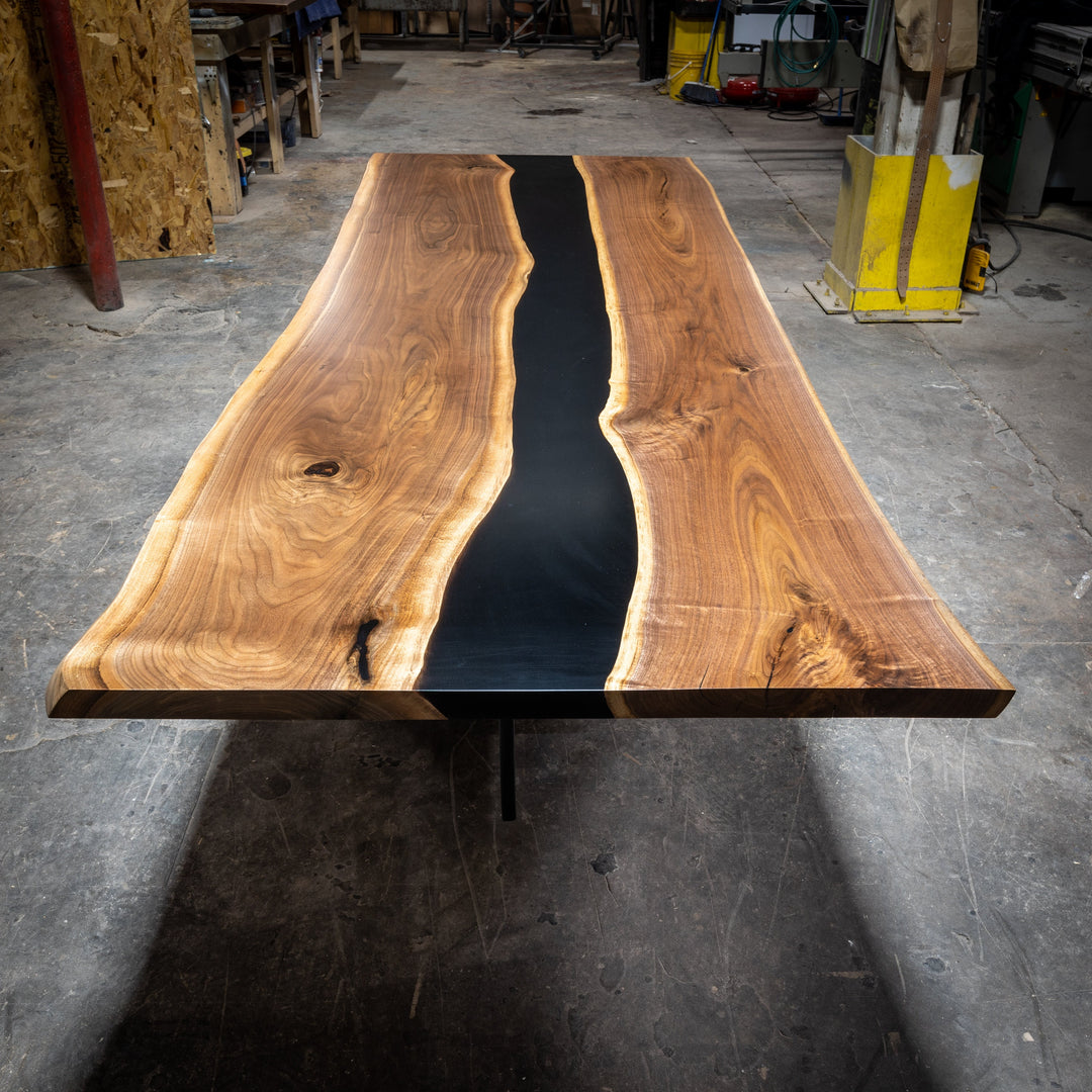 Black Walnut River Epoxy Resin Live Edge Kitchen Dining Table - Chicago ...